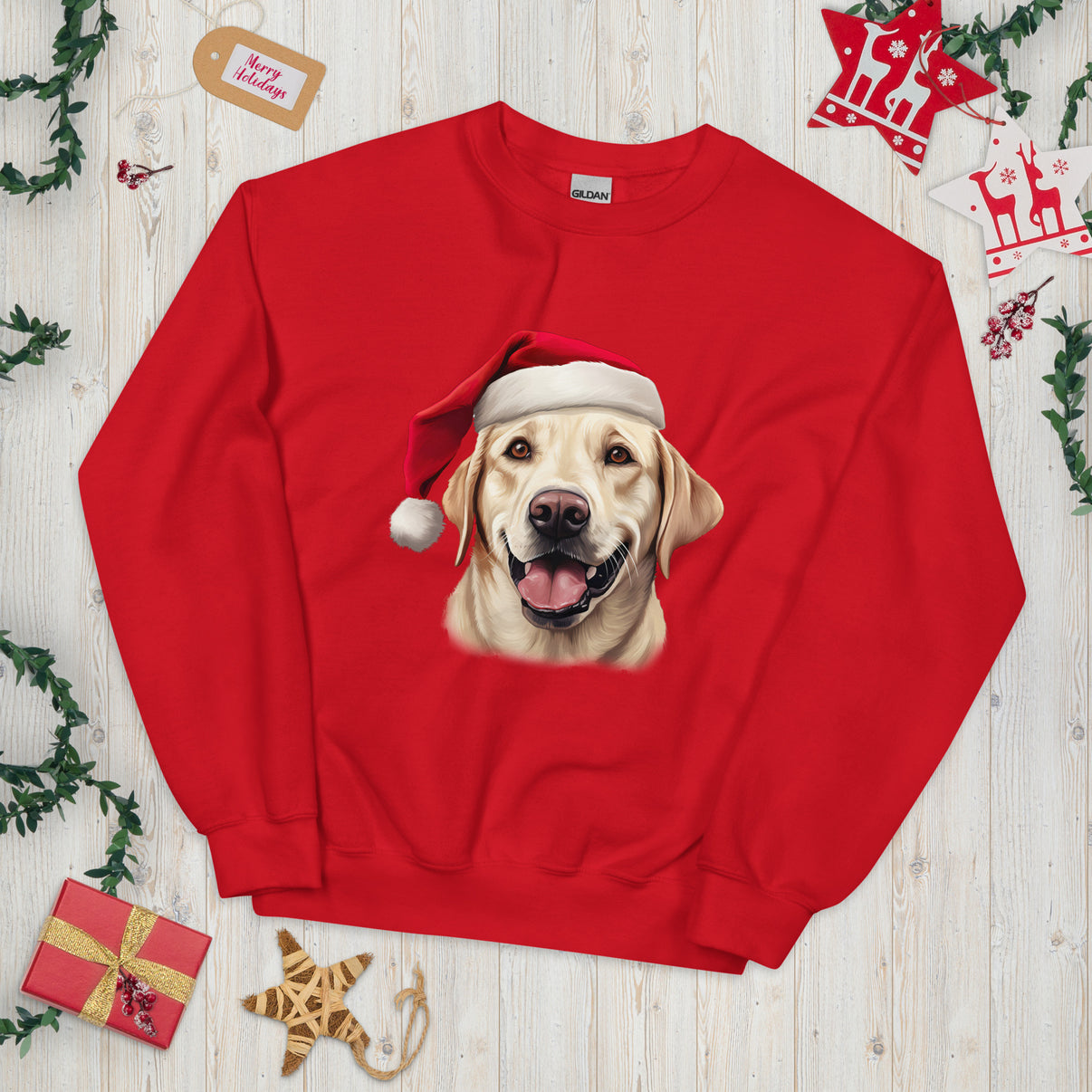 Labrador Retriever Christmas Sweatshirt – Santa Hat Edition – Stones ...